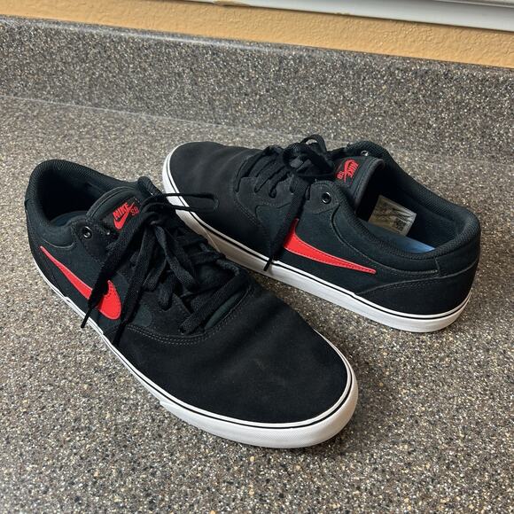 Nike | Shoes | Nike Sb Chron 2 Shoes Mens 2 Black Red Canvas ...